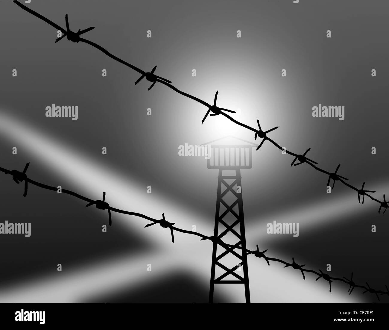 barbed wire on gray background Stock Photo - Alamy
