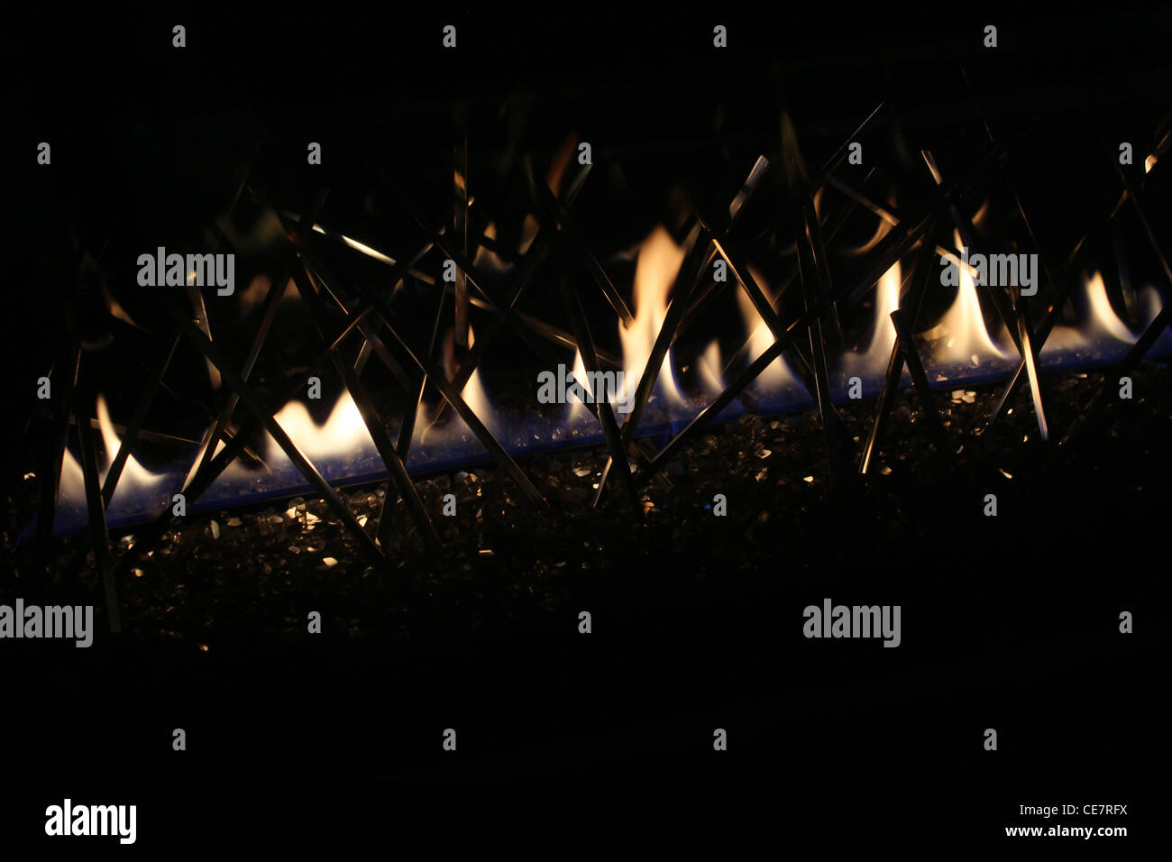 fire burning inside electronic fireplace Stock Photo - Alamy