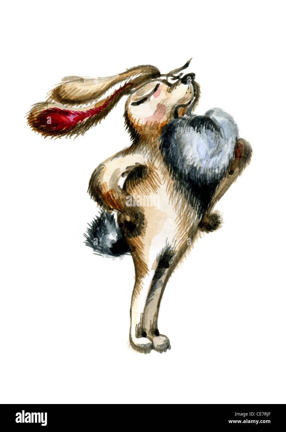 baby drawing rabbit on white background Stock Photo - Alamy