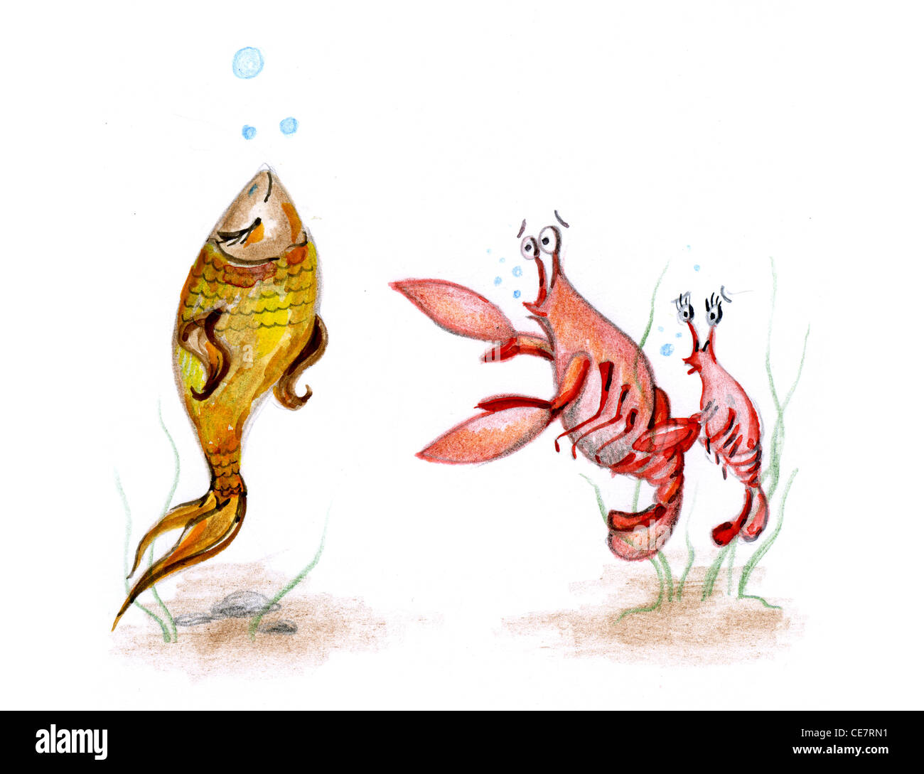 baby drawing of fish in water Stock Photo - Alamy