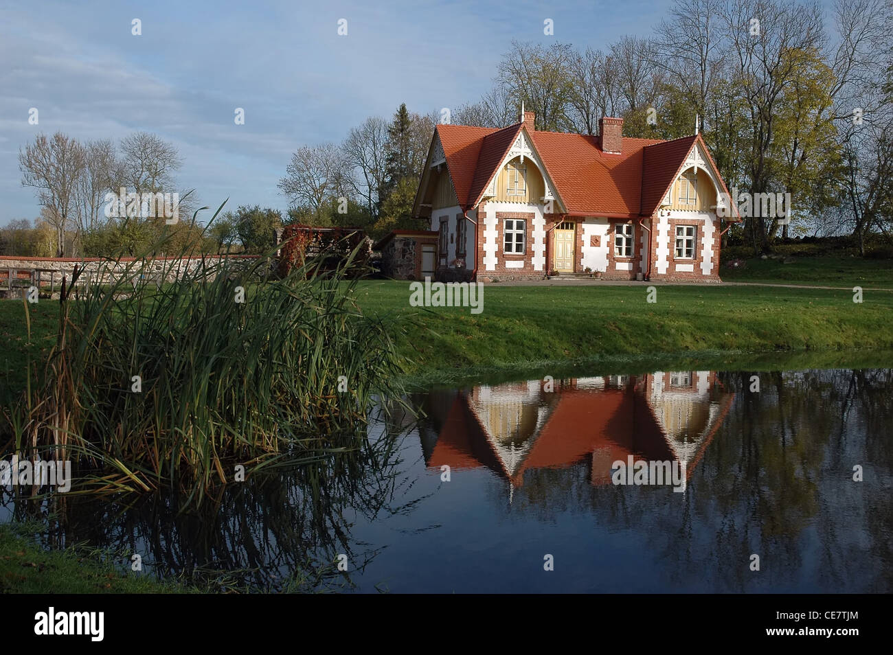 Cottage at autumn. Luke manor in Estonia Stock Photo - Alamy