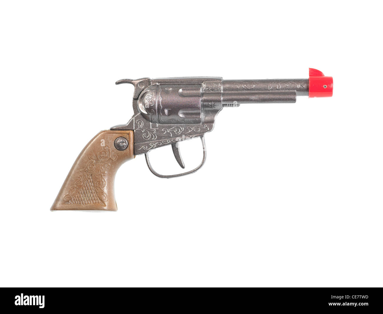 A toy hand gun isolated against a white background Stock Photo - Alamy