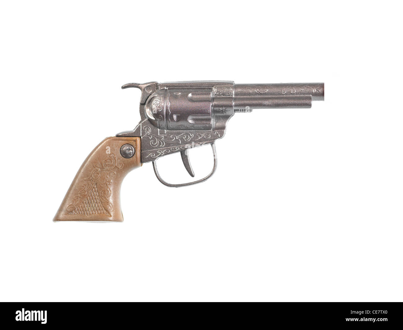 A toy hand gun isolated against a white background Stock Photo - Alamy