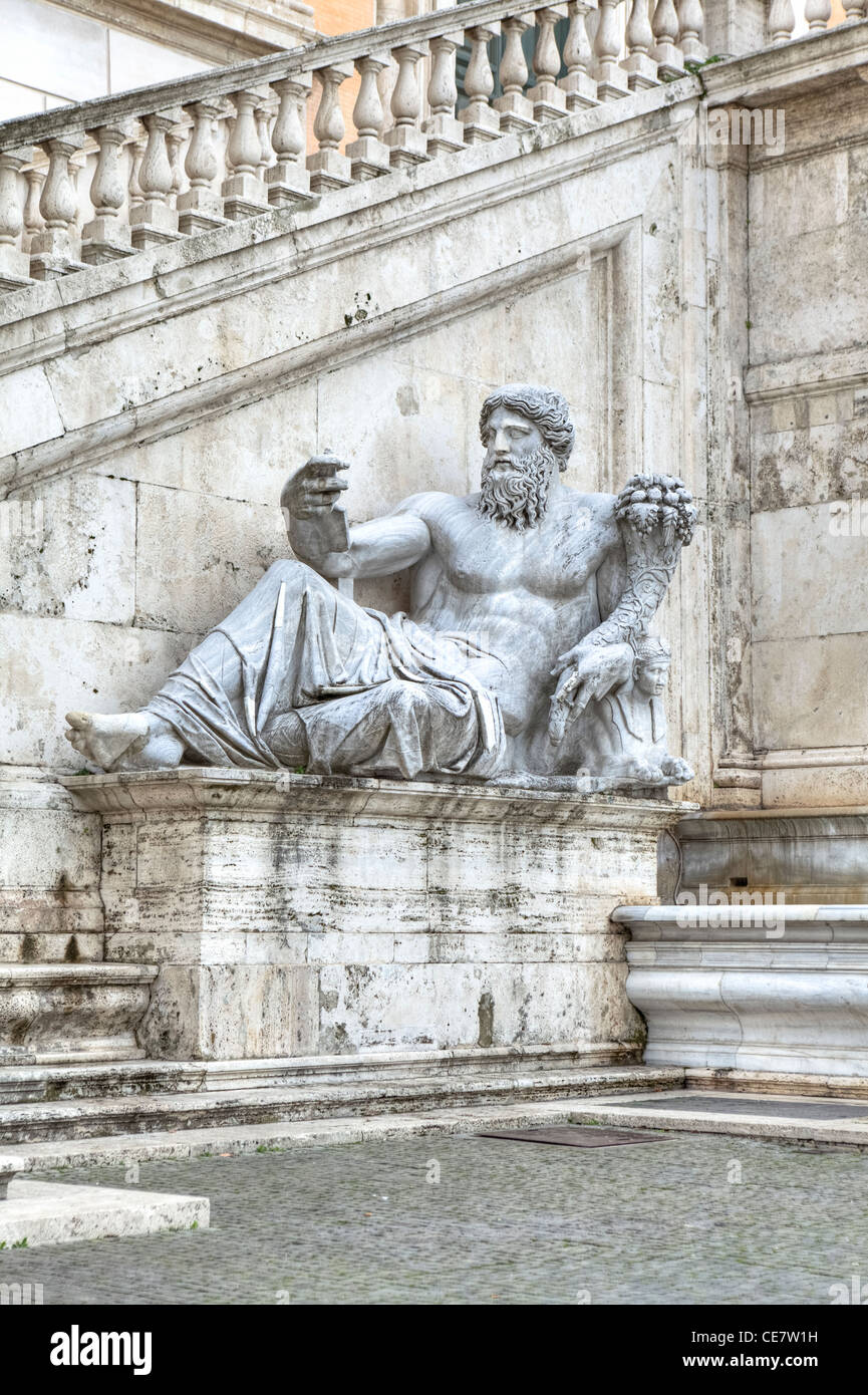 Nile river god statue in front of the Senator's Palace on the Piazza ...