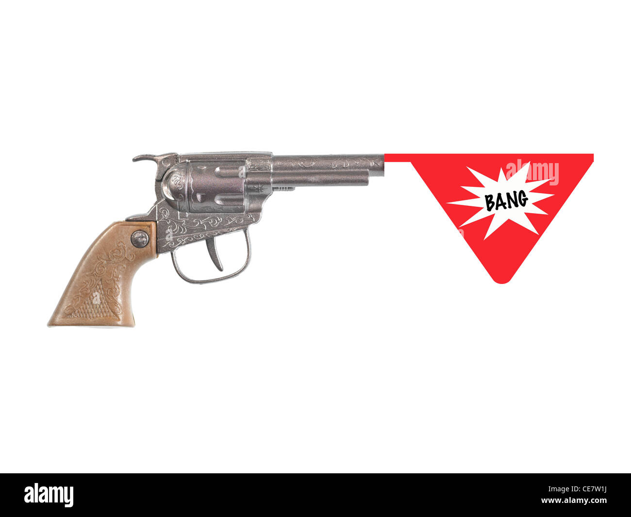 A toy hand gun isolated against a white background Stock Photo - Alamy