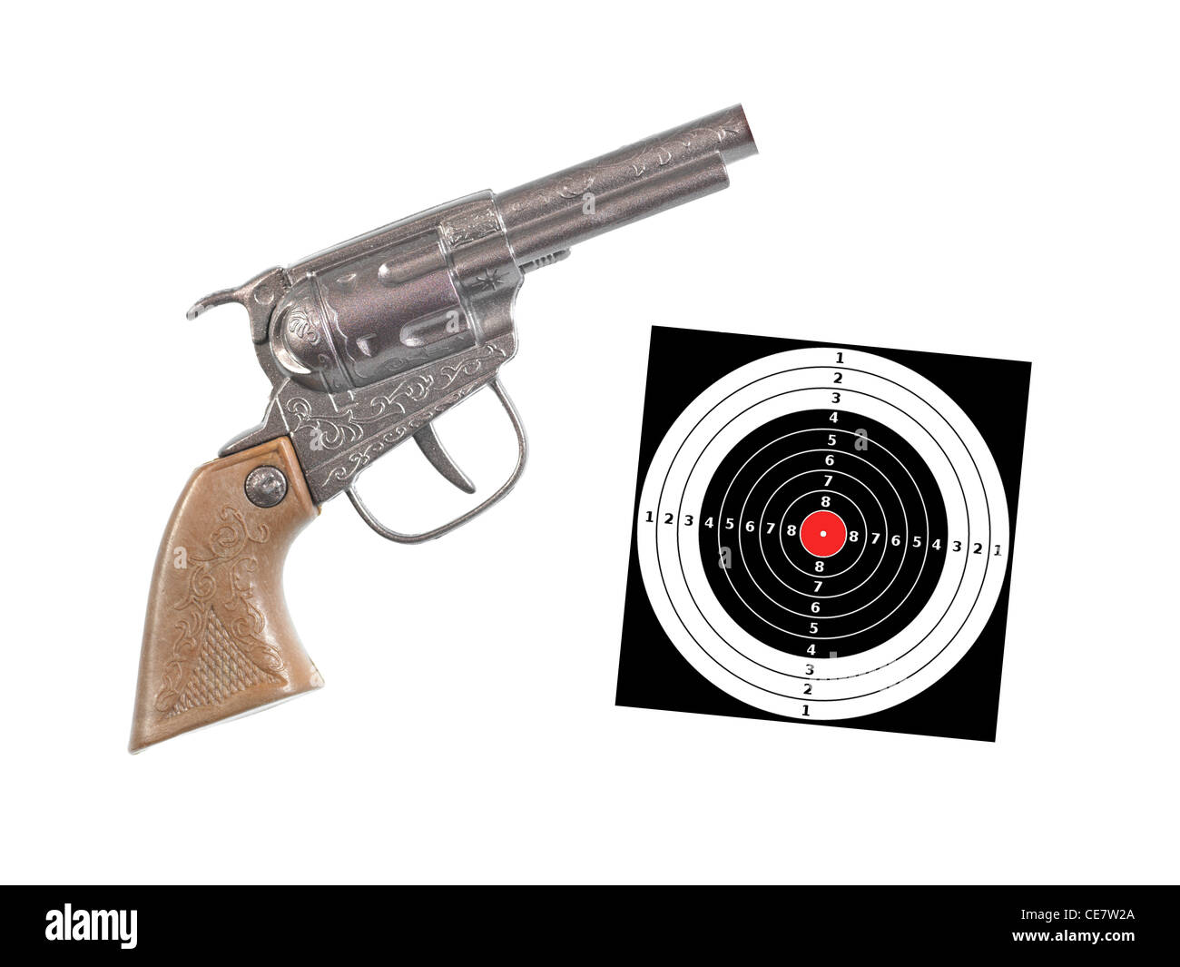 A toy hand gun isolated against a white background Stock Photo - Alamy