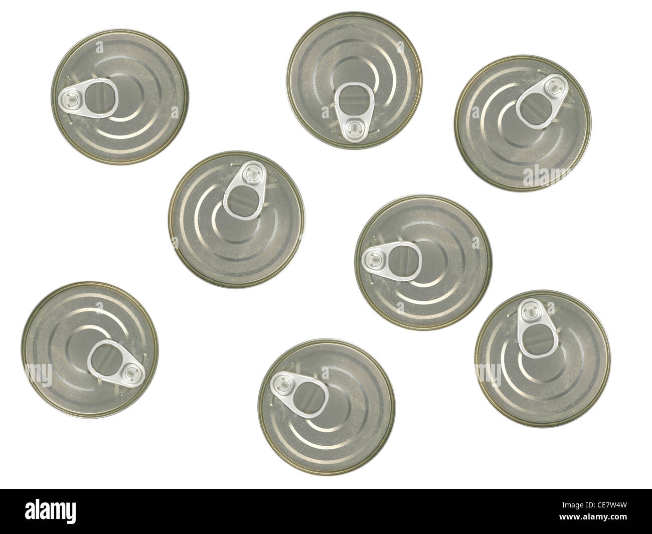 Tin can lids isolated against a white background Stock Photo - Alamy