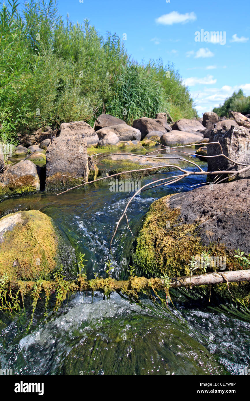 quick river flow amongst stone Stock Photo - Alamy