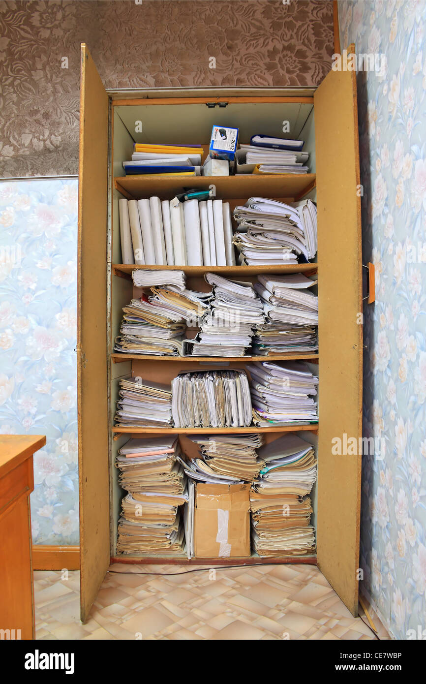 business papers in old closet Stock Photo - Alamy