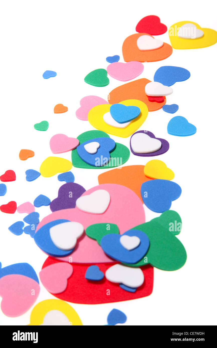 Colorful foam confetti hearts Stock Photo - Alamy