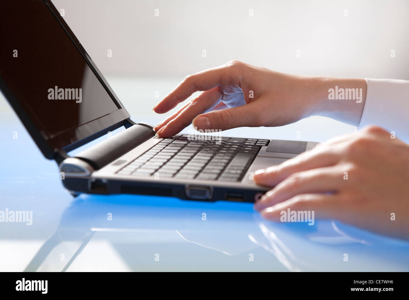 Woman's hand turning the power on or off Stock Photo - Alamy