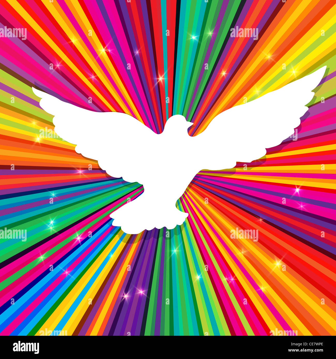 Dove silhouette on psychedelic colored abstract background Stock Photo ...