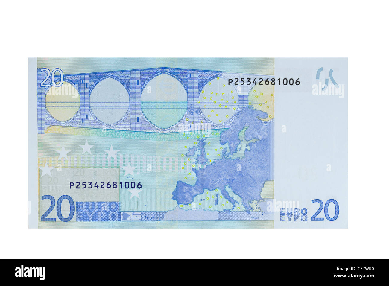 Twenty Euro banknote on a white background Stock Photo - Alamy