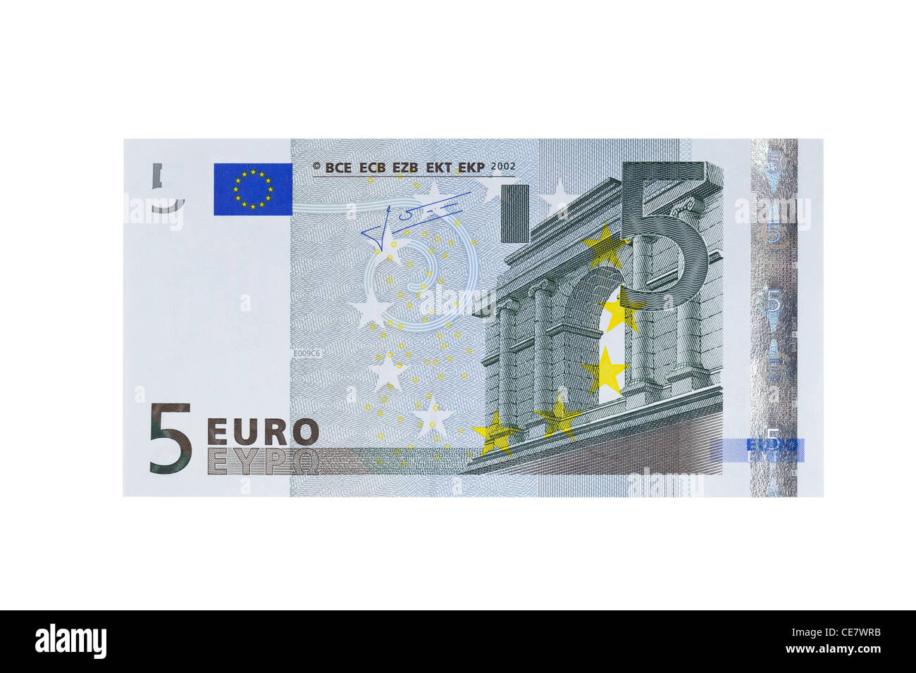 Five Euro banknote on a white background Stock Photo - Alamy