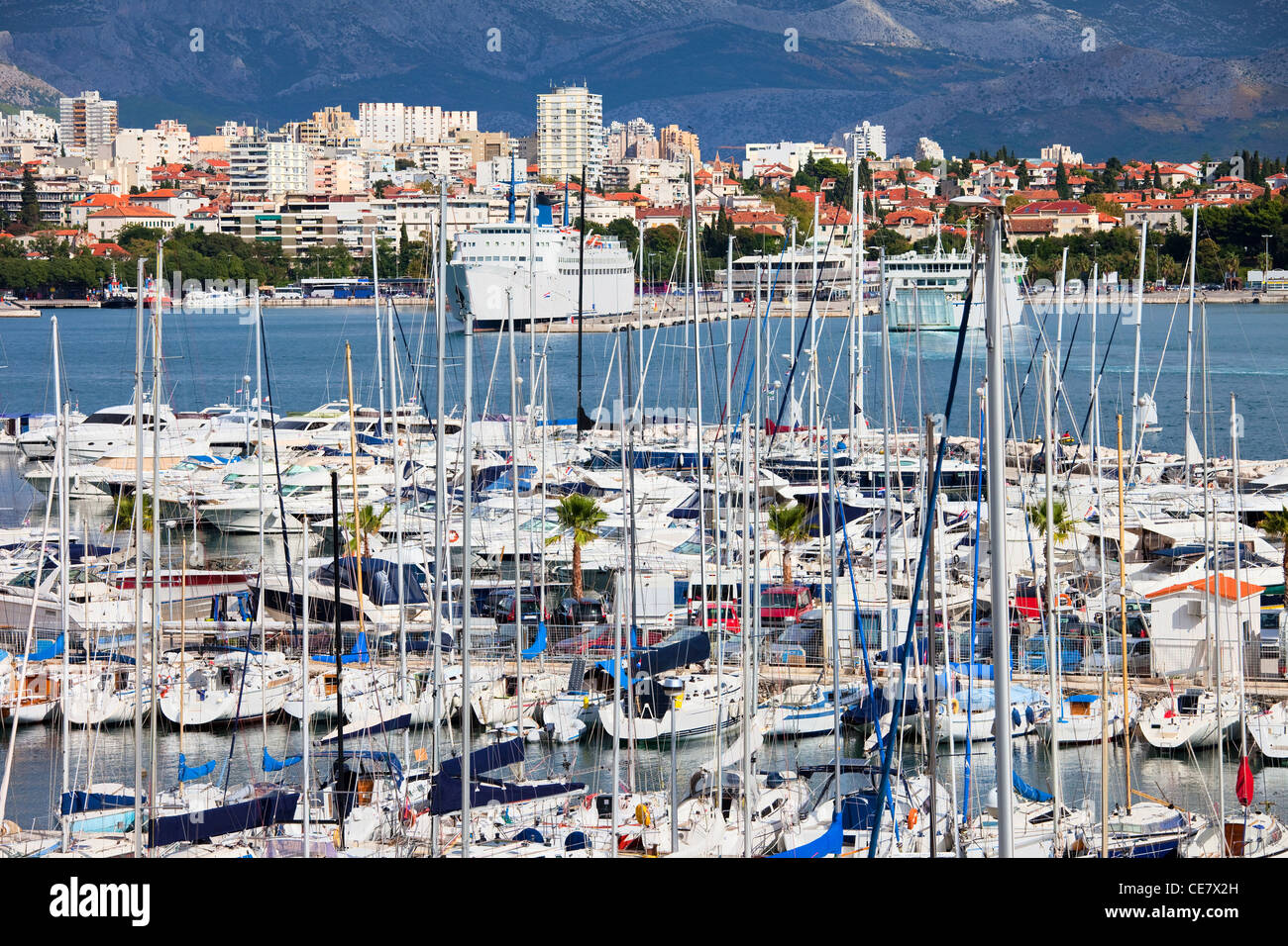City of Split harbour on the Adriatic Sea bay in Croatia, Dalmatia ...