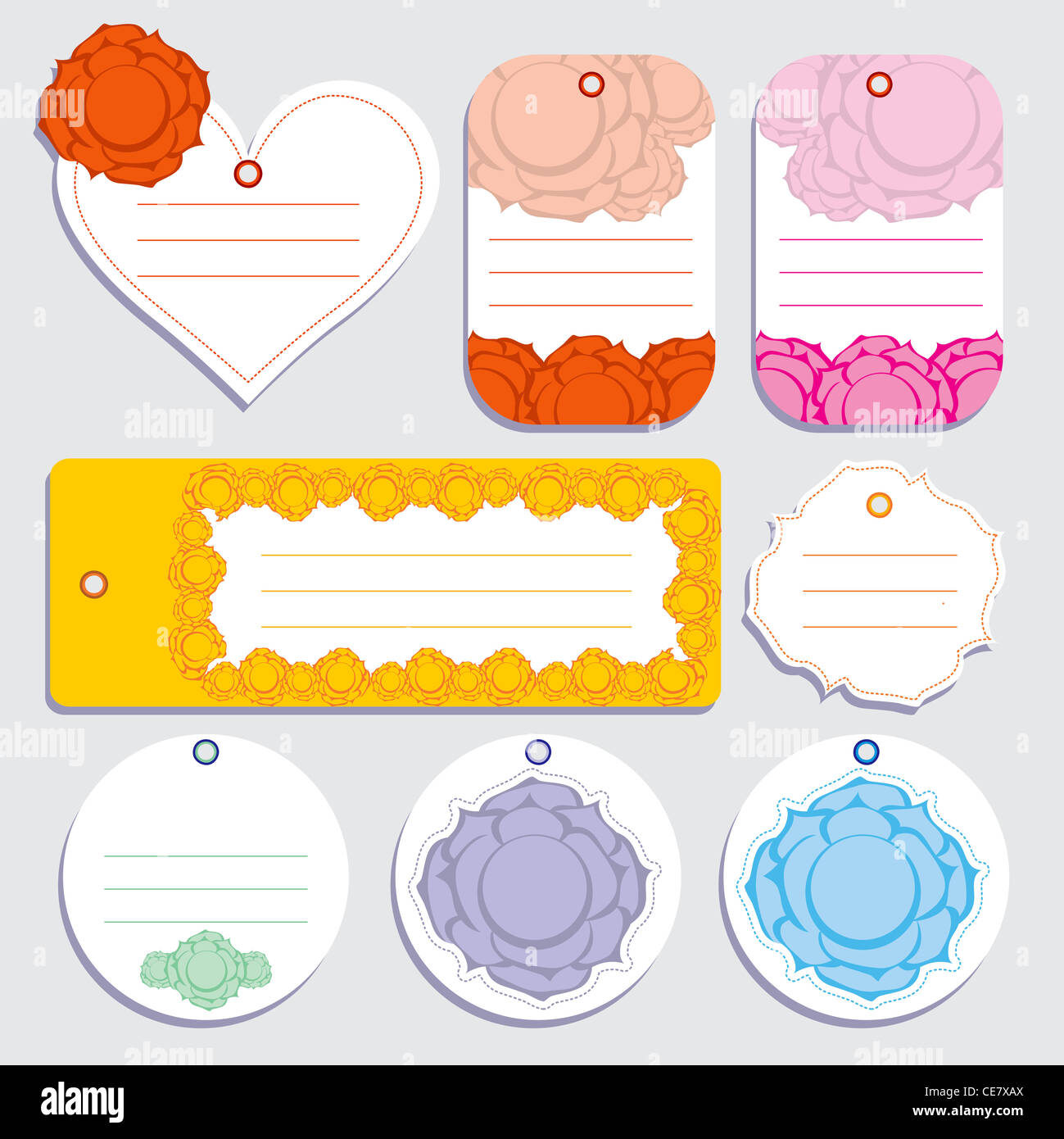 Collection of cute Rose flower template labels in different styles and ...
