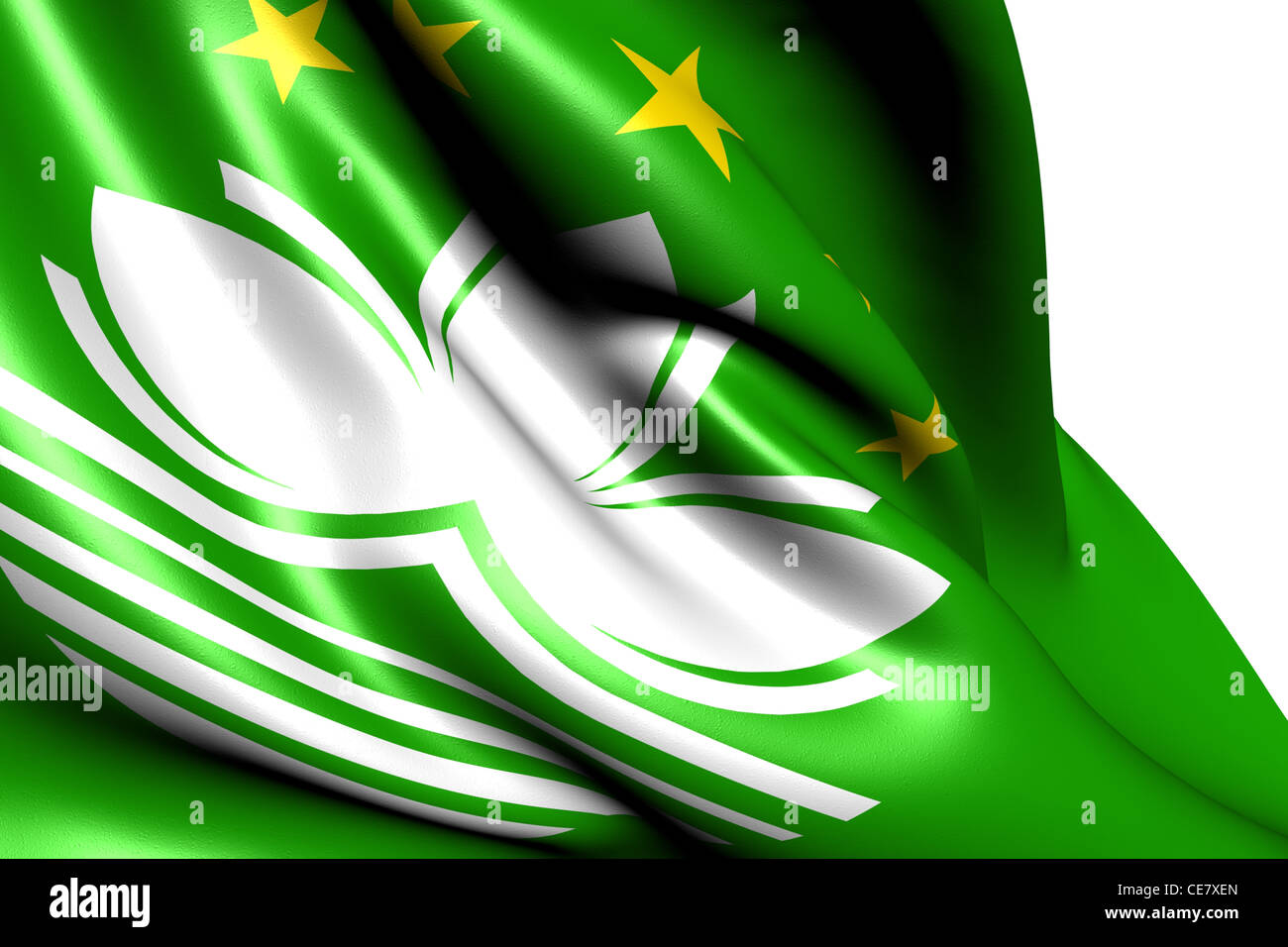 Flag of Macau against white background. Close up Stock Photo - Alamy