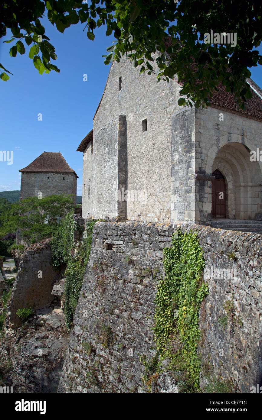 Pre-romanesque church and tower at Creysse Stock Photo - Alamy