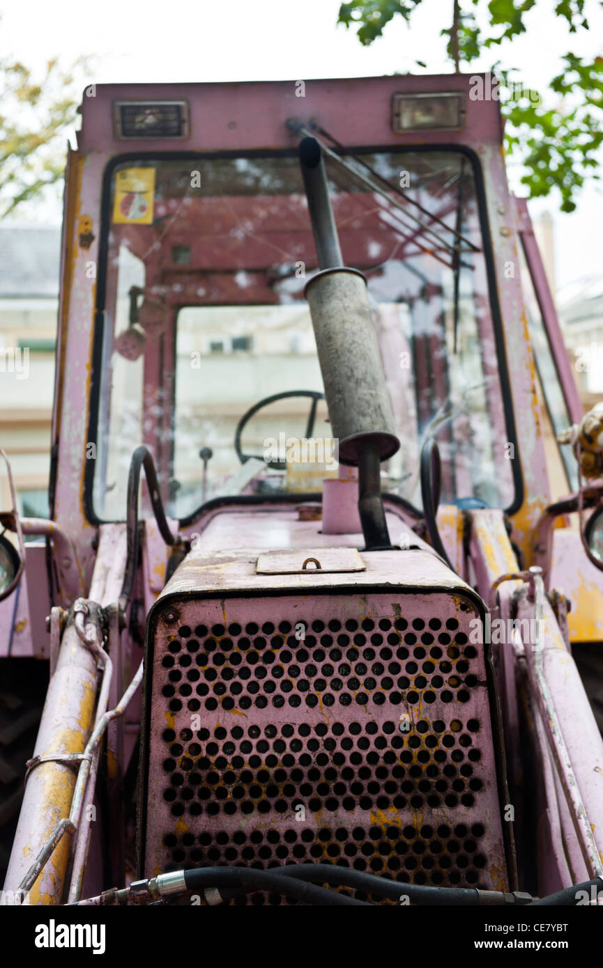 Pink tractor front Stock Photo - Alamy