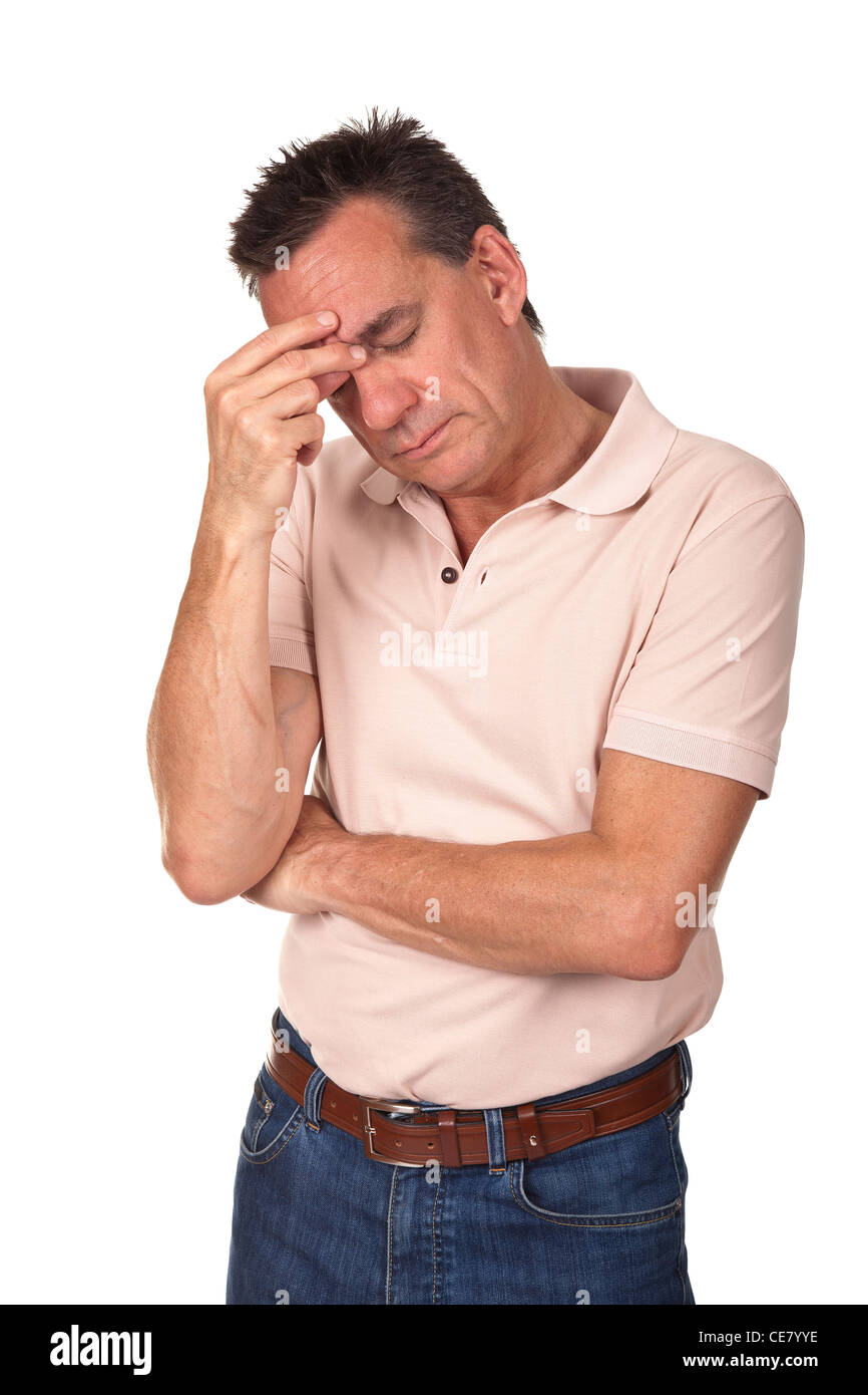Anxious Worried Stressed Middle Age Man Holding Head Stock Photo - Alamy