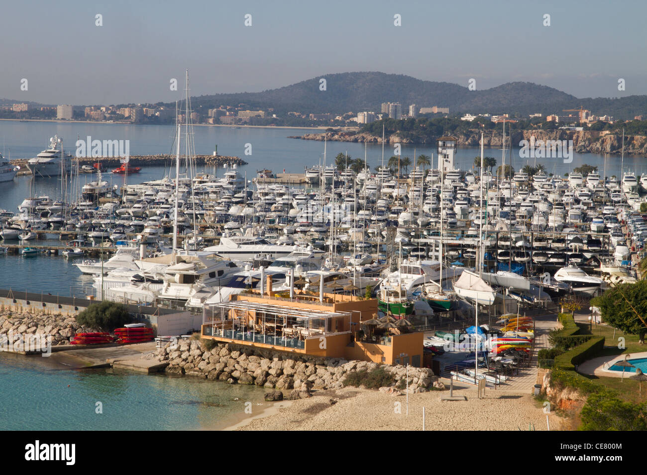 Boats yachts moored in Puerto Portals harbor Calvia municipally ...