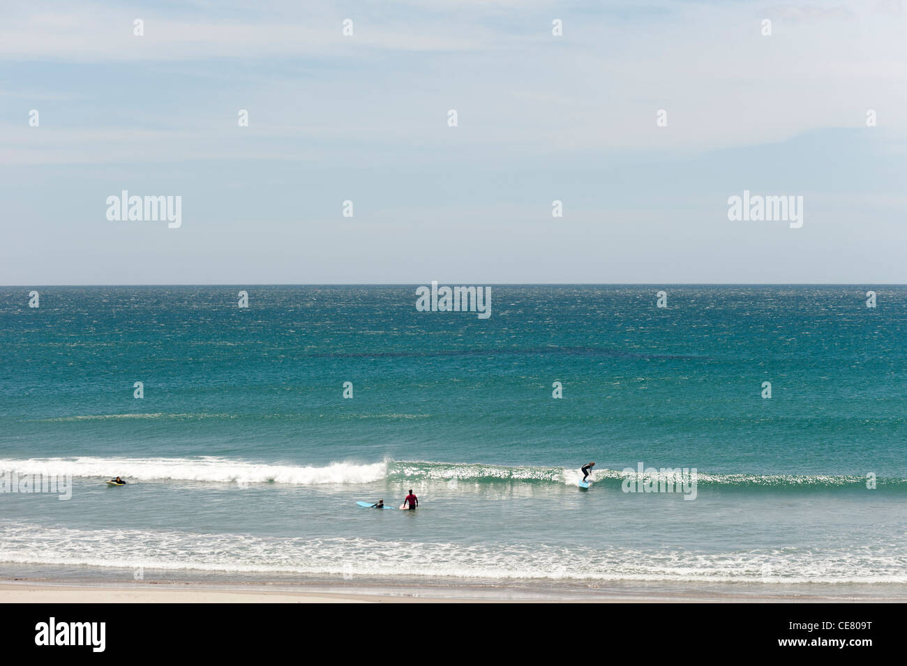 Surfers at Tay Street beach, Tauranga, location of an artificial surf ...