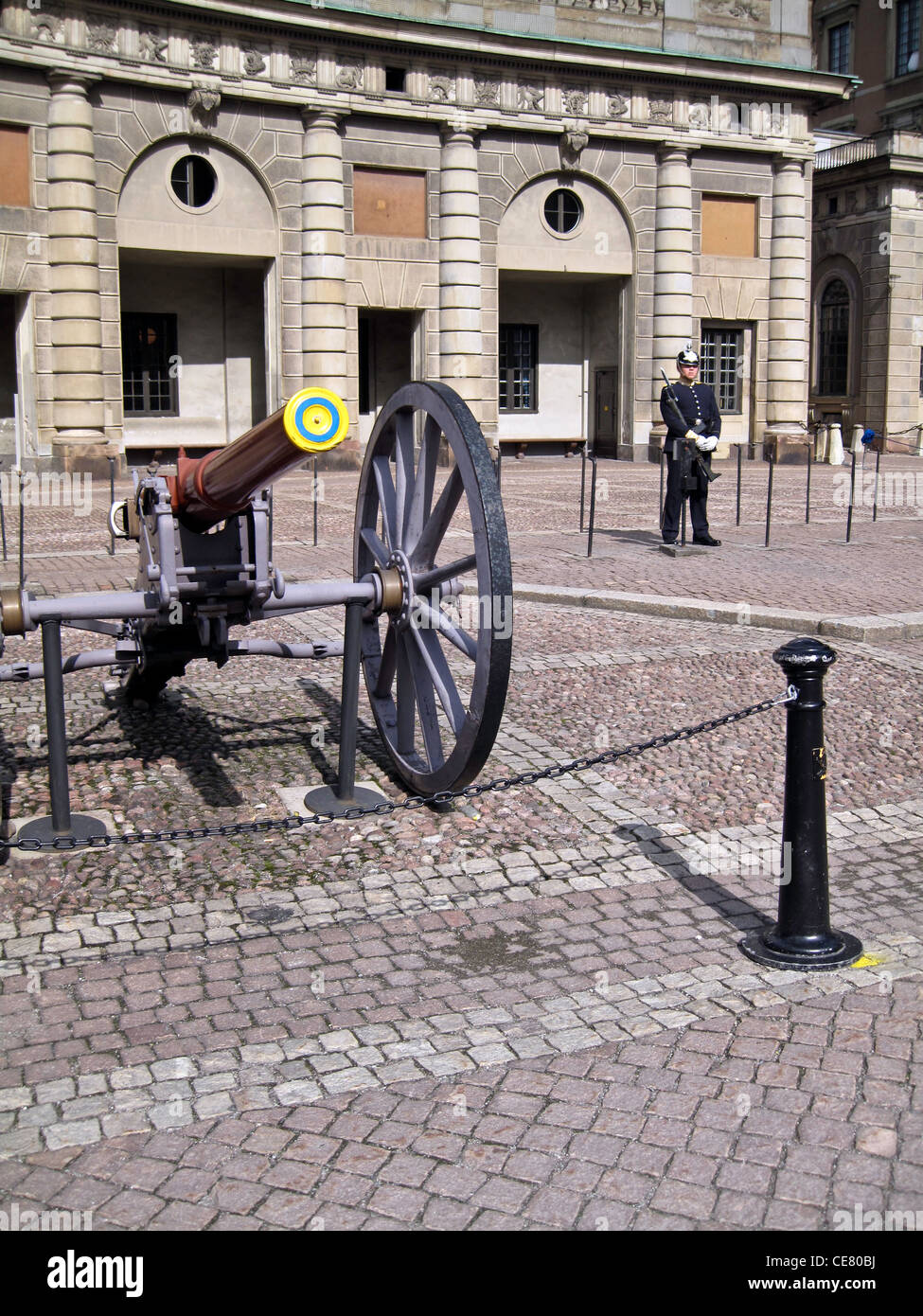 Single guard is guarding the Royal Palace in Stockholm,Sweden;Europe ...