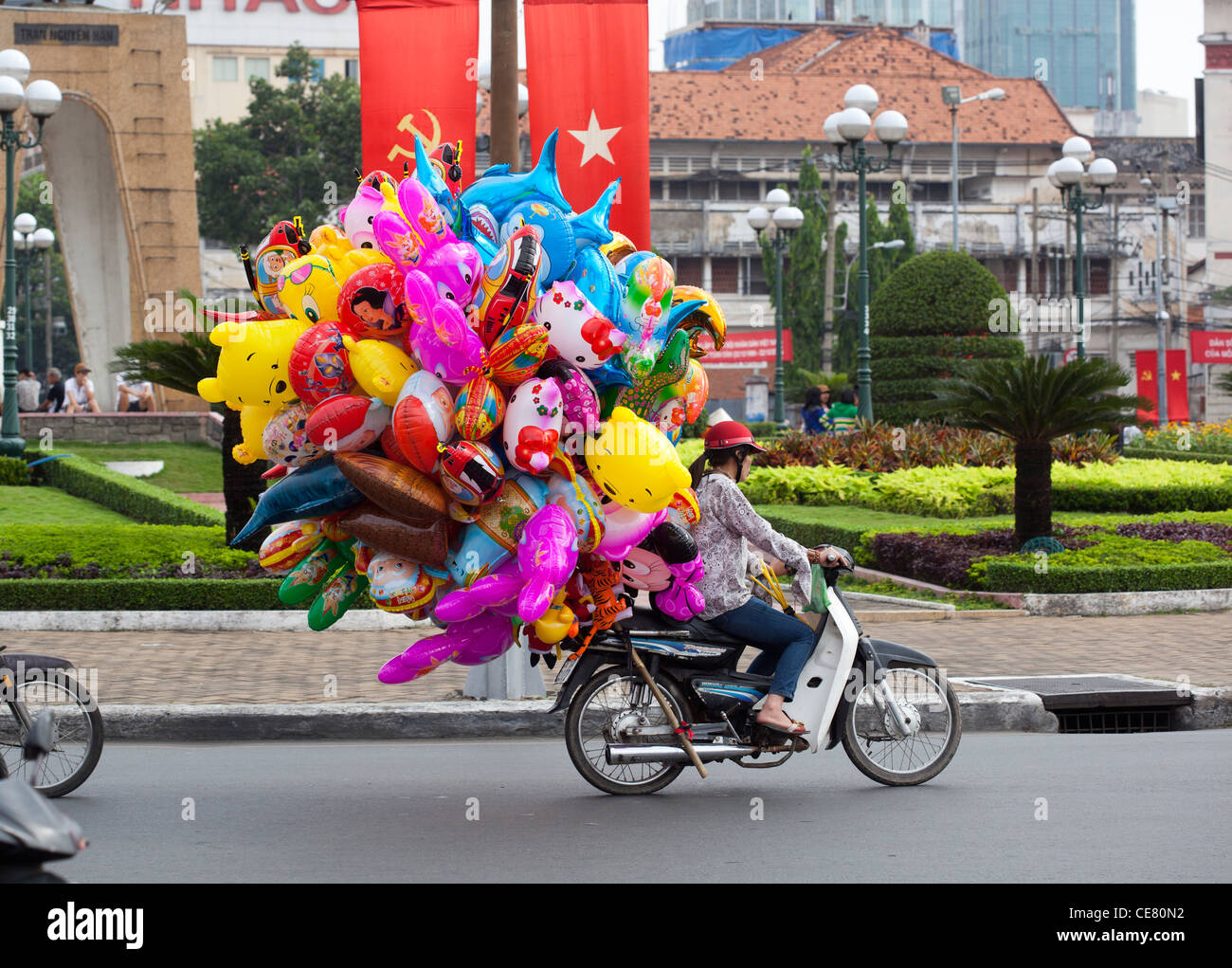 Balloon Carrying Motorbike Ho Chi Minh Vietnam Stock Photo - Alamy