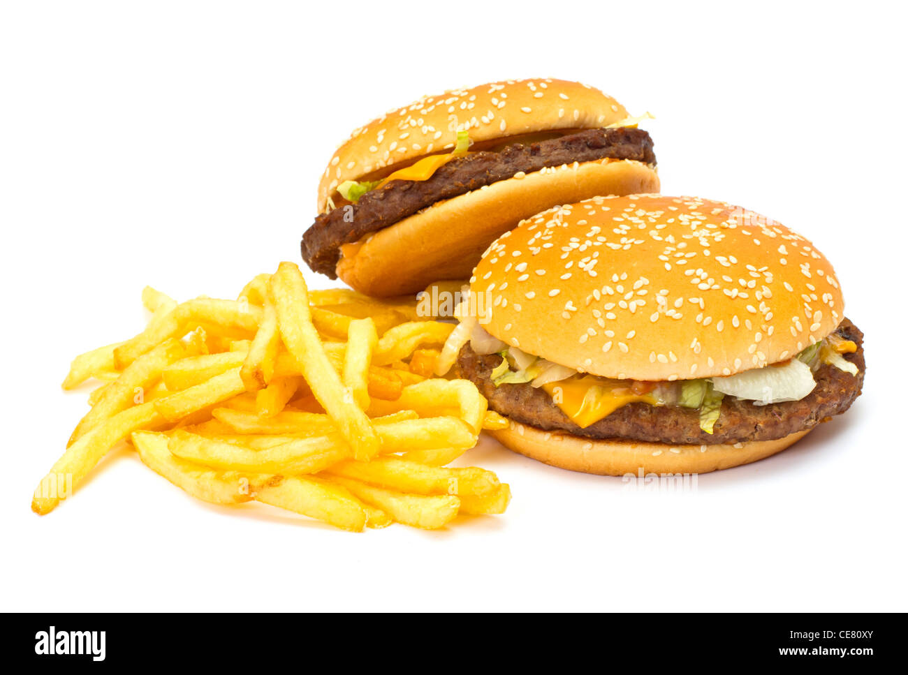 Cheeseburgers and french fries Cut Out Stock Images & Pictures - Alamy