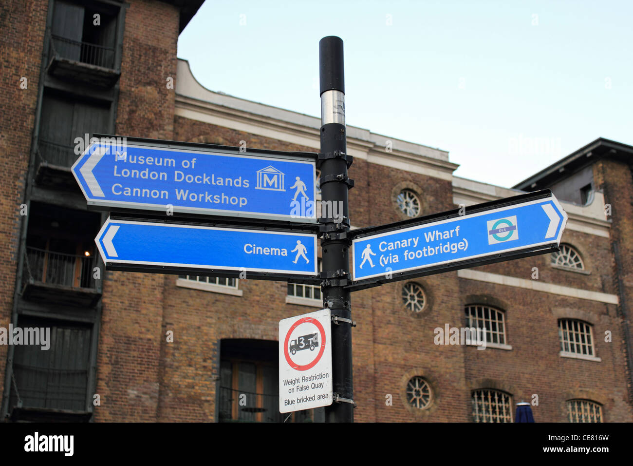 Sign post at Canary Wharf Docklands London England UK Stock Photo - Alamy