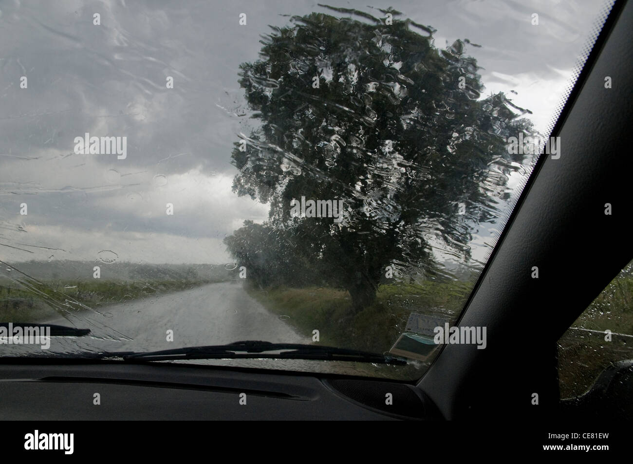 Driving in the rain,view through windscreen Stock Photo - Alamy