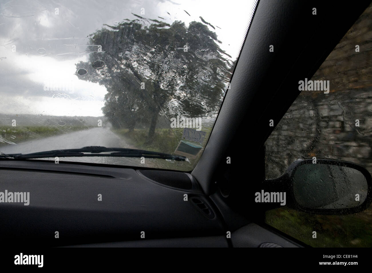 Driving in the rain,view through windscreen Stock Photo - Alamy
