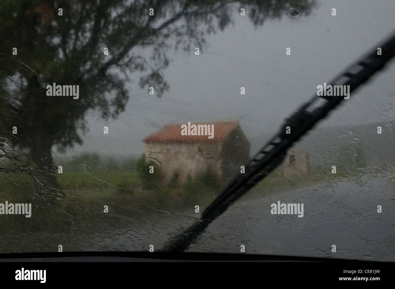 Driving in the rain,view through windscreen Stock Photo - Alamy
