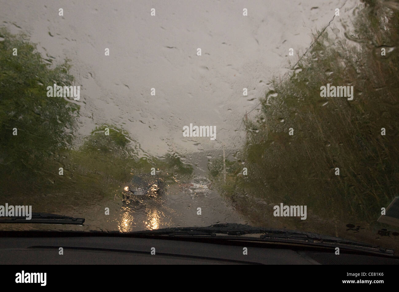 Driving in the rain,view through windscreen Stock Photo - Alamy