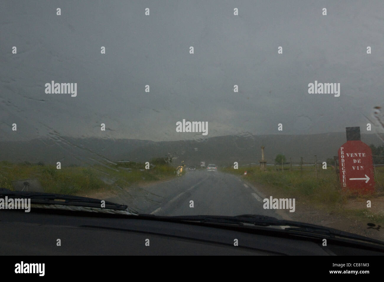 Driving in the rain,view through windscreen Stock Photo - Alamy