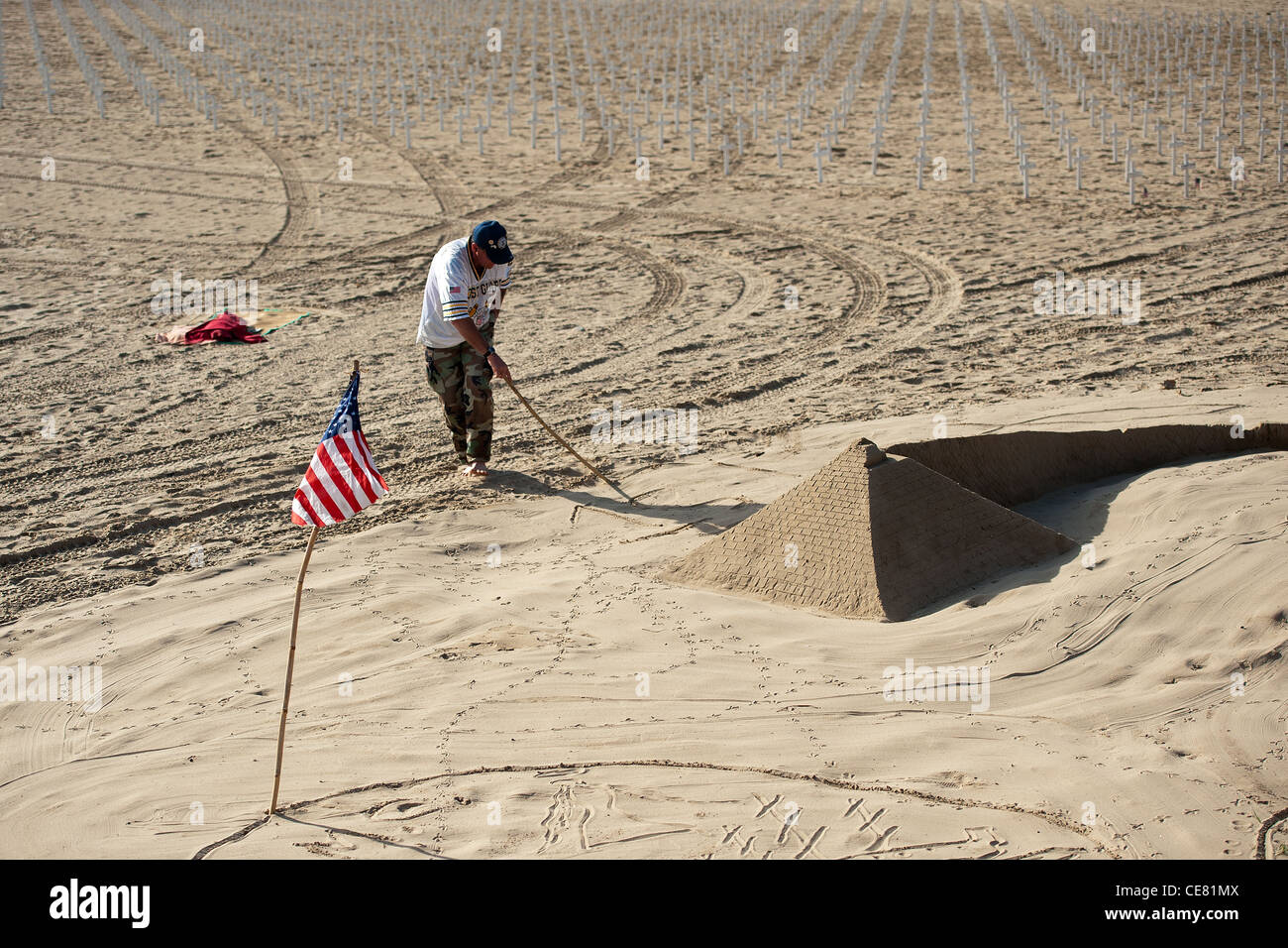 A homeless marine veteran, is building and sculpturing sand castles and ...