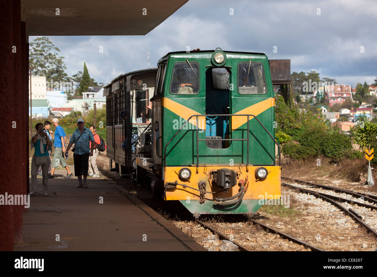 Train Arriving at the Railway Station Dalat Vietnam Stock Photo - Alamy