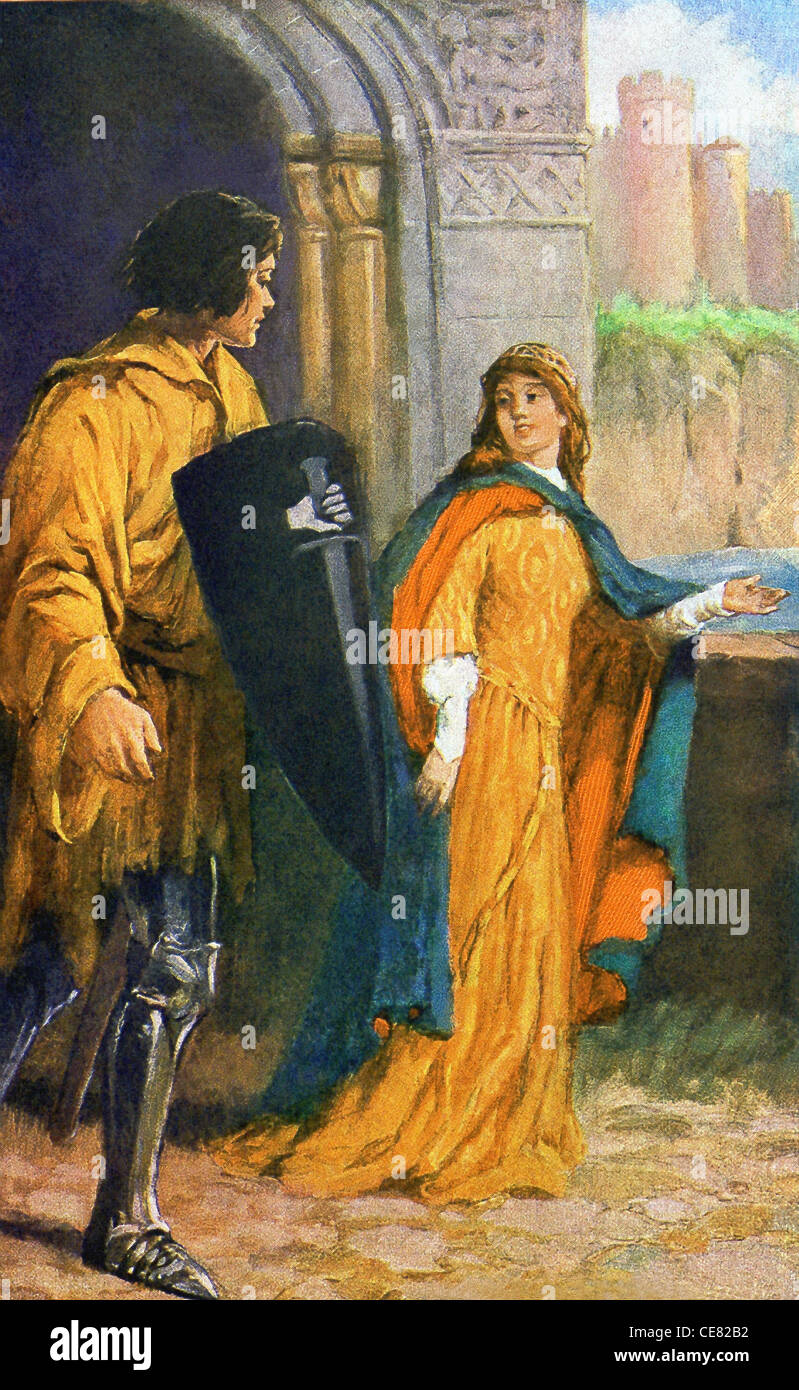 Sir Brune and the damsel who had come to Arthur's court with a black ...