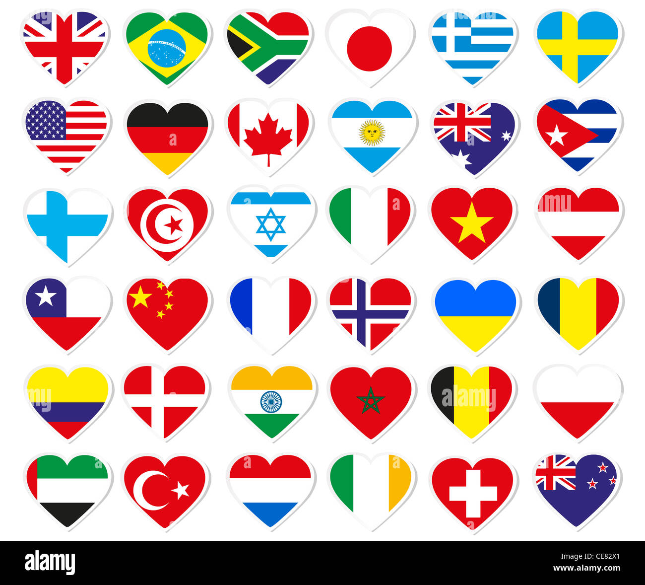 Heart flag stickers Stock Photo - Alamy