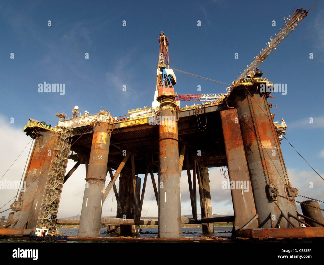 A semi-submersible Oil Rig at Anchor in the Cromarty Firth Scotland ...