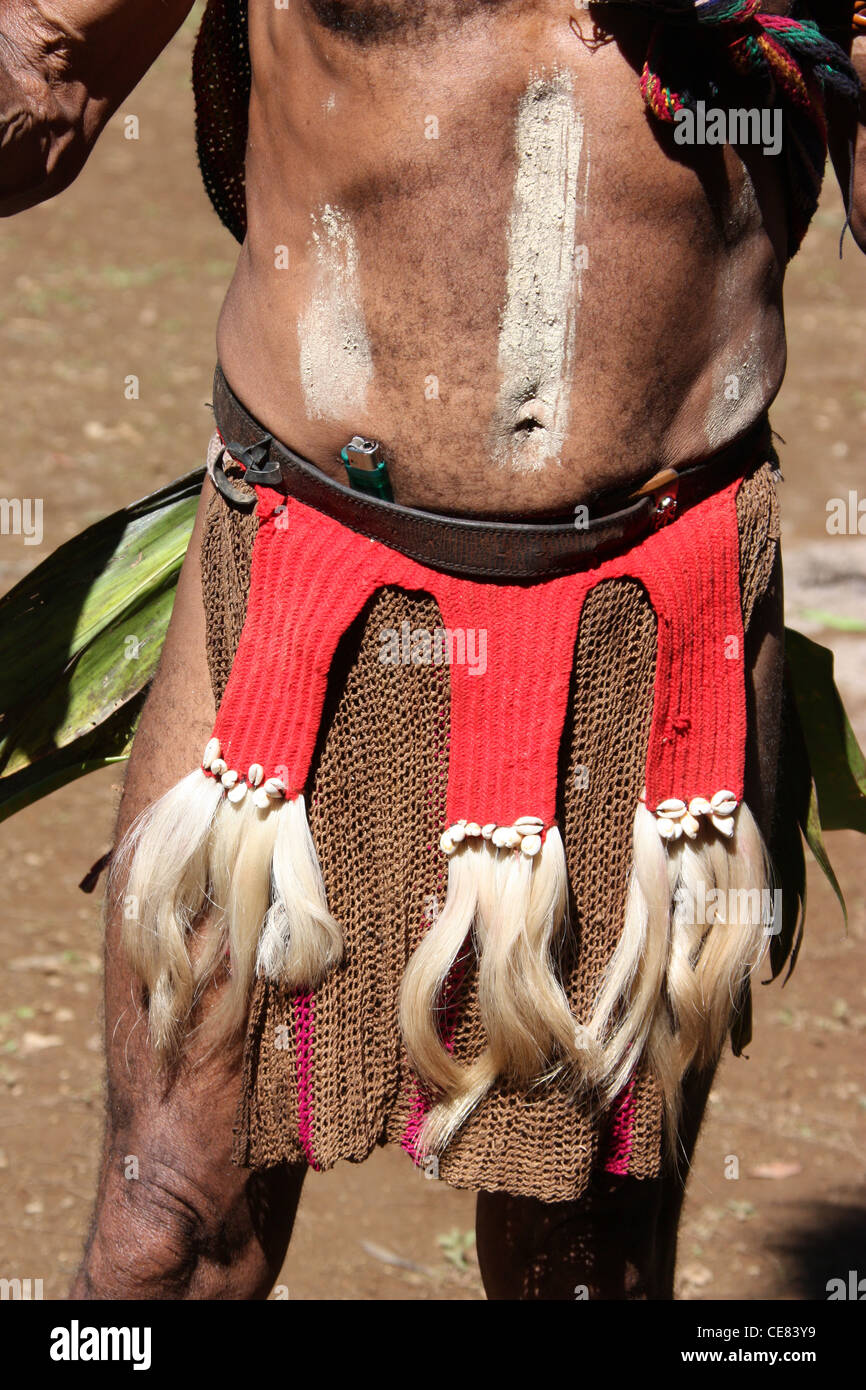 Huli Tribesman in Papua New Guinea with cigarette lighter tucked into ...