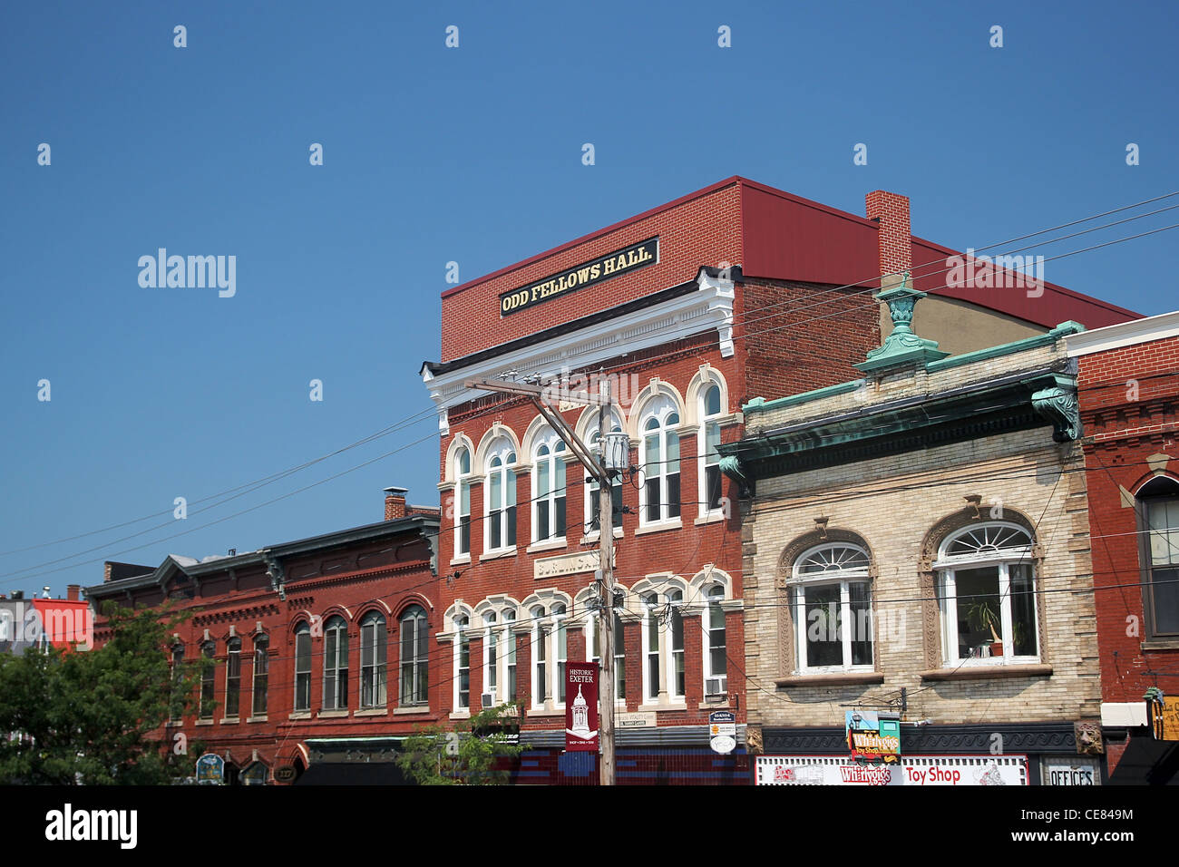 Odd Fellows Hall and other buildings in downtown Exeter, New Hampshire ...