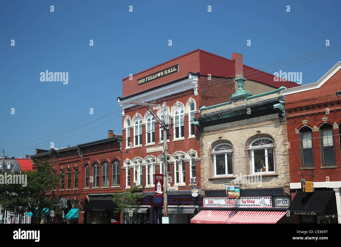 Odd Fellows Hall and other buildings in downtown Exeter, New Hampshire ...