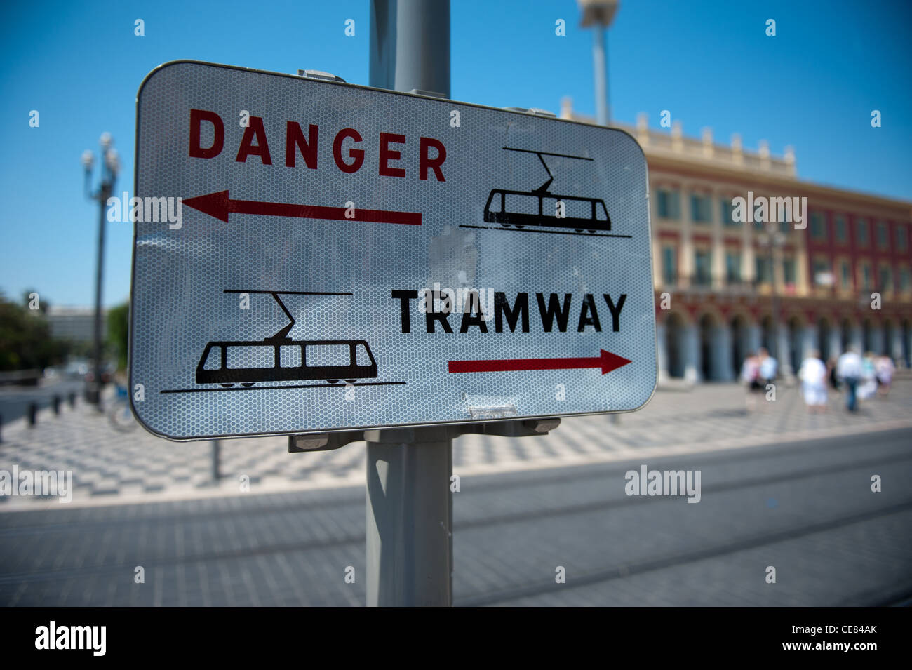 Danger Tramway warning sign Stock Photo - Alamy