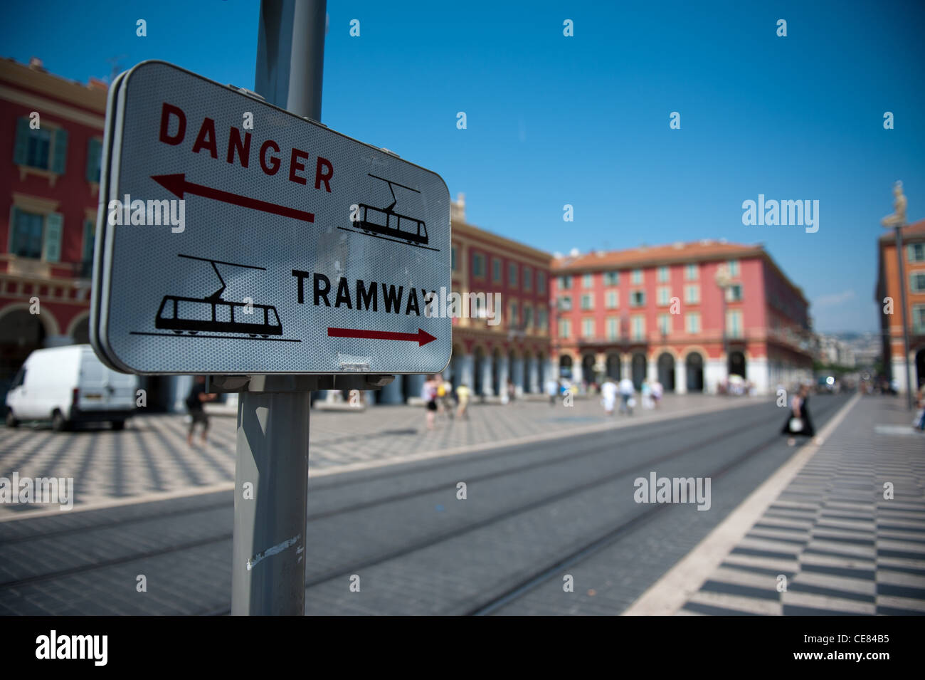 Danger Tramway warning sign Stock Photo - Alamy