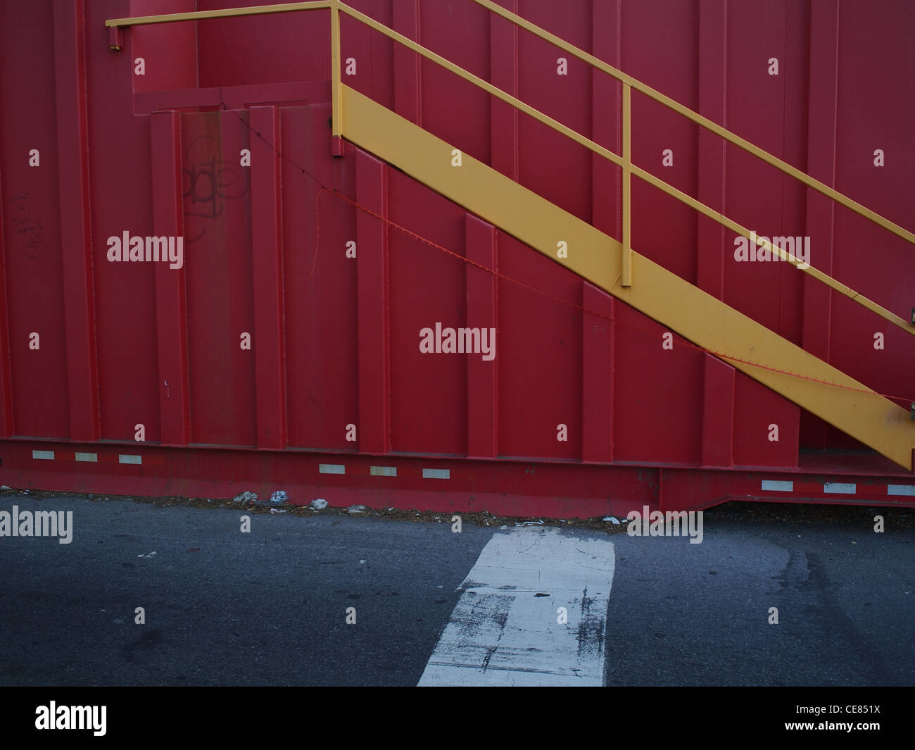 Industrial abstract in red and yellow, Brooklyn, New York Stock Photo ...