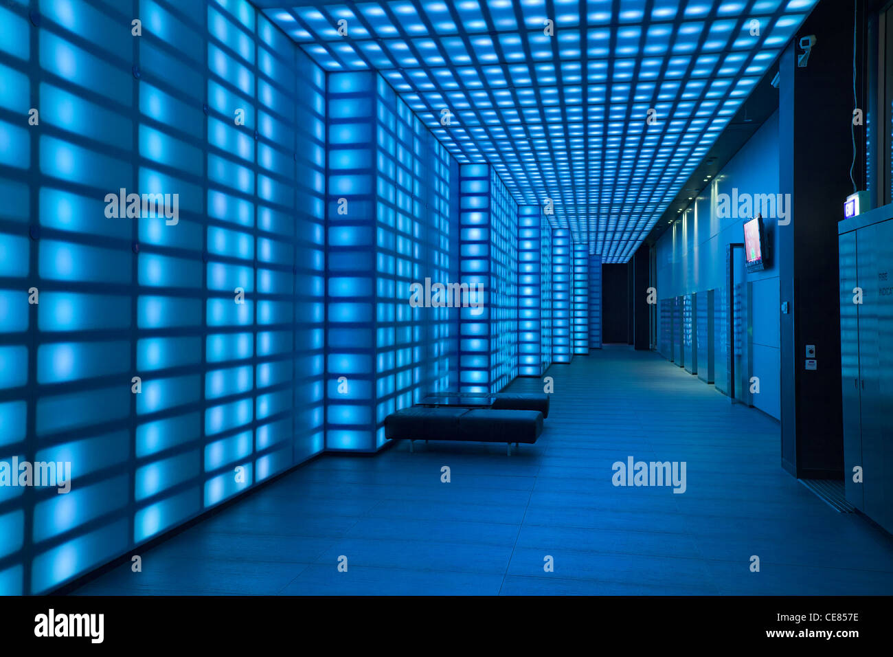 blue Coloured wall light disco room wall lobby lighting club Stock ...