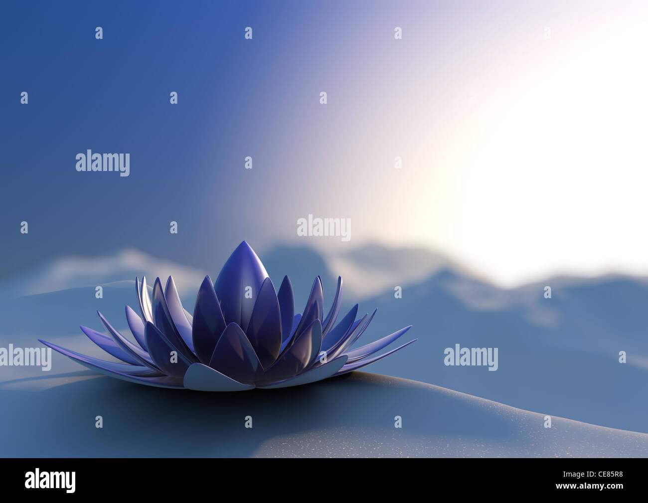 render of an abstract futuristic flower in a winter landscape Stock ...