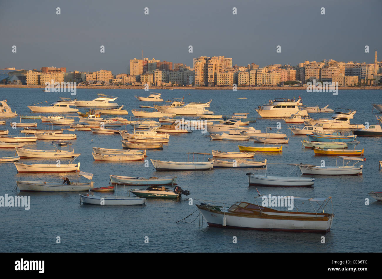 The Mediterranean seascape and skyline of Alexandria with the inner ...