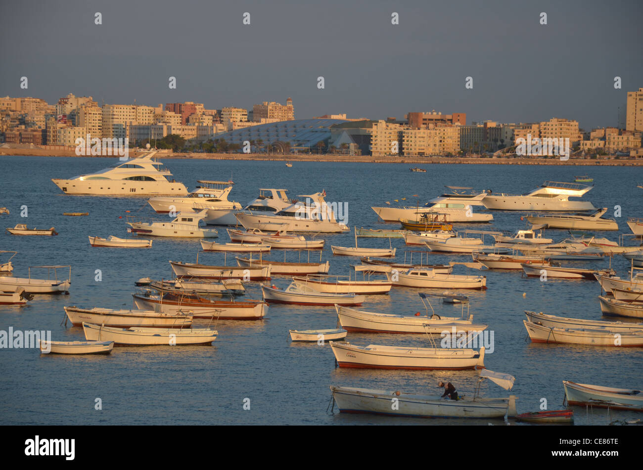 The Mediterranean seascape and skyline of Alexandria with the inner ...
